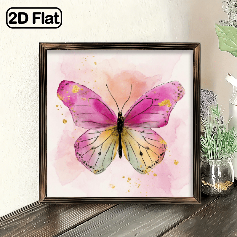 1Pc Wood Frame Sign Spring Butterfly Wall Art Paintings Ideal Gift For ...