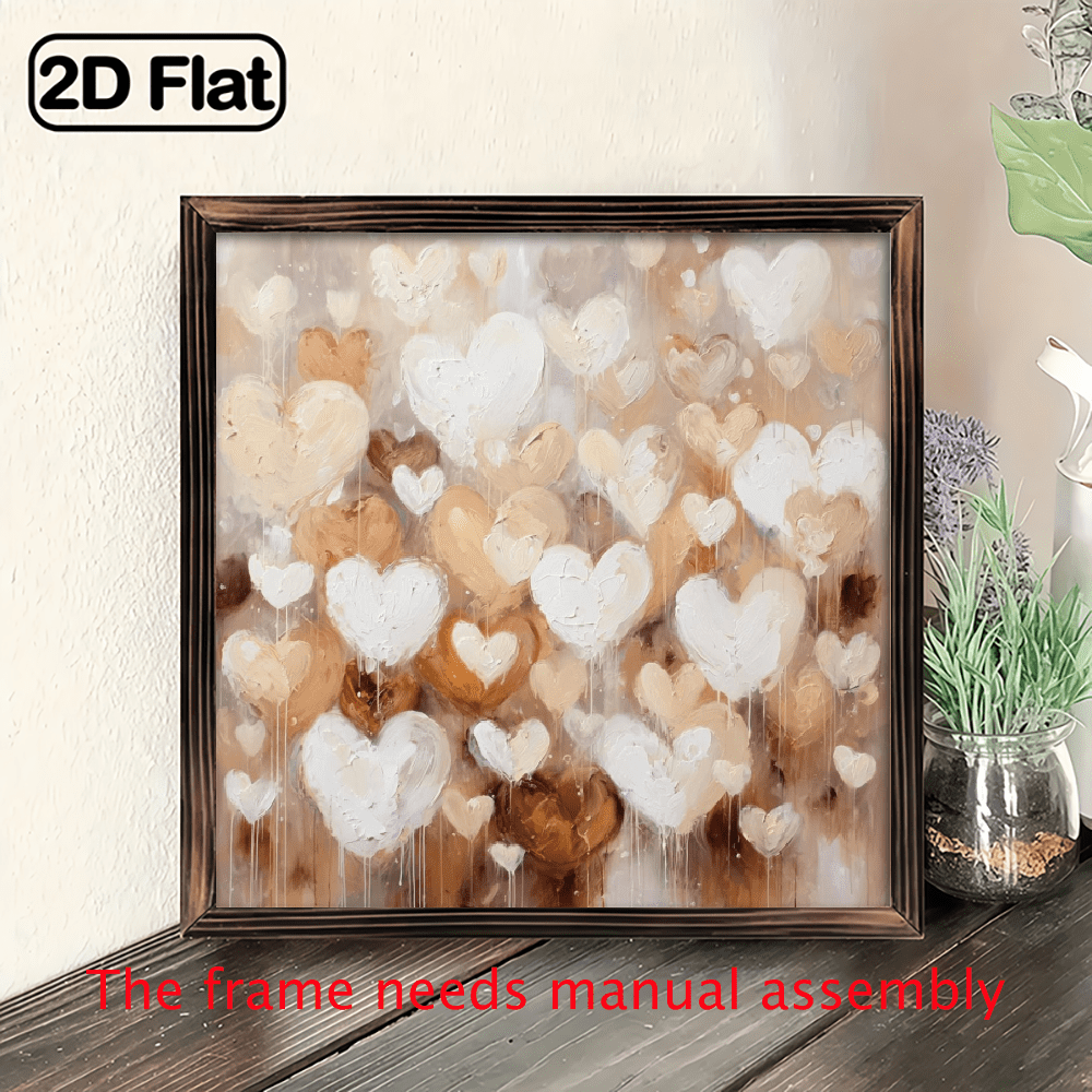 1Pc Wood Frame Sign Vintage Beige Romantic Love Wall Art Paintings ...