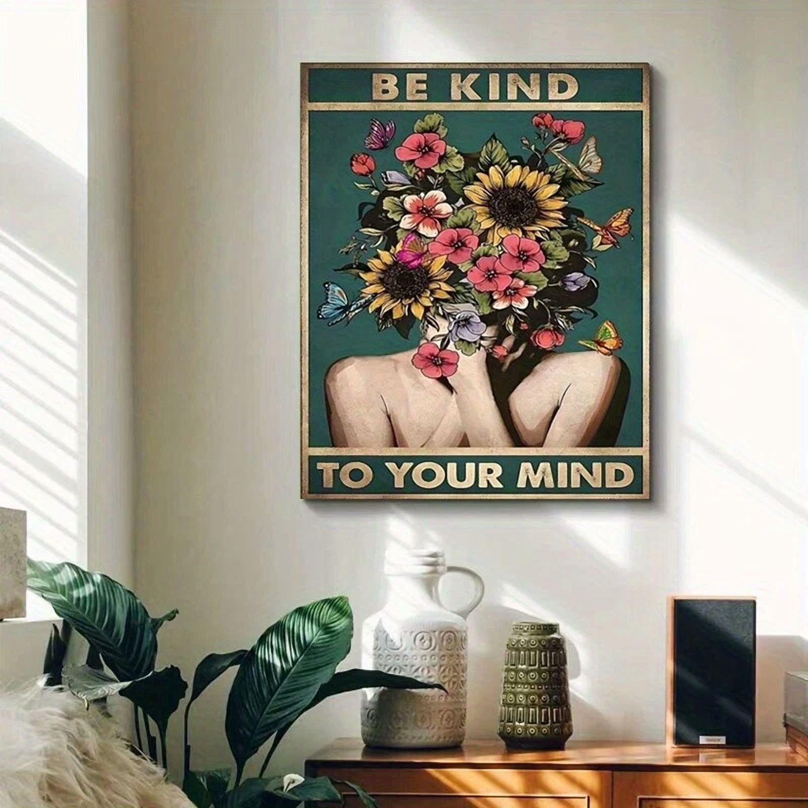 1Pc Wood Frame Wall Canvas Painting Wall Plant Flower Girl Canvas ...