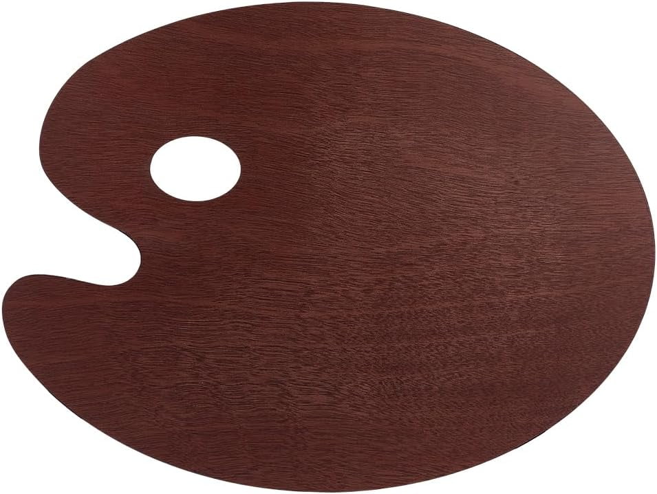 1Pc Wooden Oil Painting Palette Oval Coconut Brown 390x295x5mm Brown ...