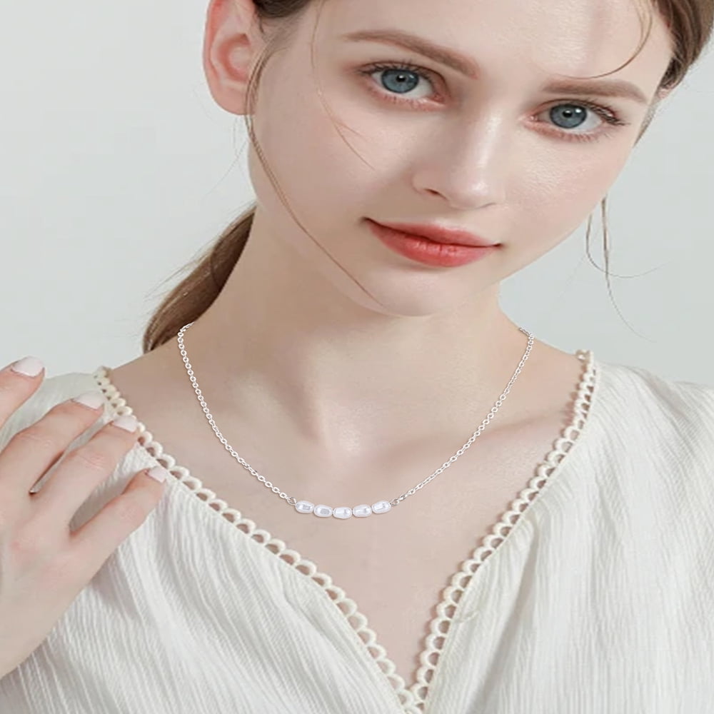 1Pc Zinc Alloy & Plastic Imitation Pearl Round Pendant Necklaces White ...