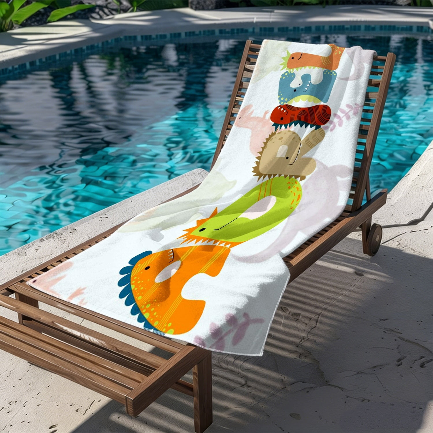1Pc cartoon dinosaur style soft towel is suitable for beach, colorful ...