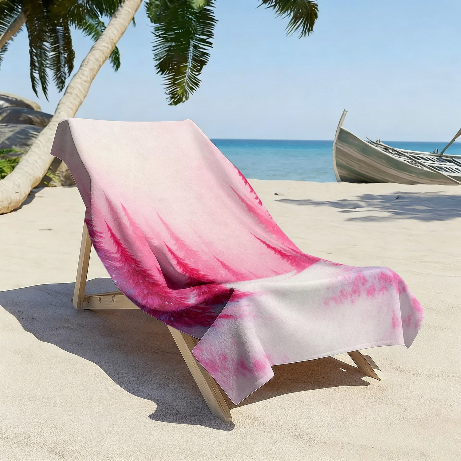1Pc, dreamy pink forest style oversized soft beach towel, beautiful ...