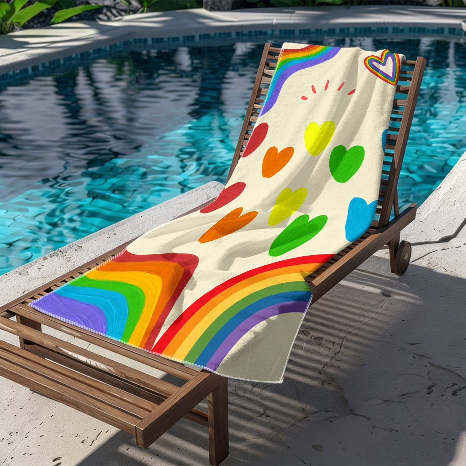 1Pc rainbow love childlike style soft towel is suitable for beach ...