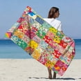 1Pc, retro flower oversized soft beach towel, colorful printing pattern ...