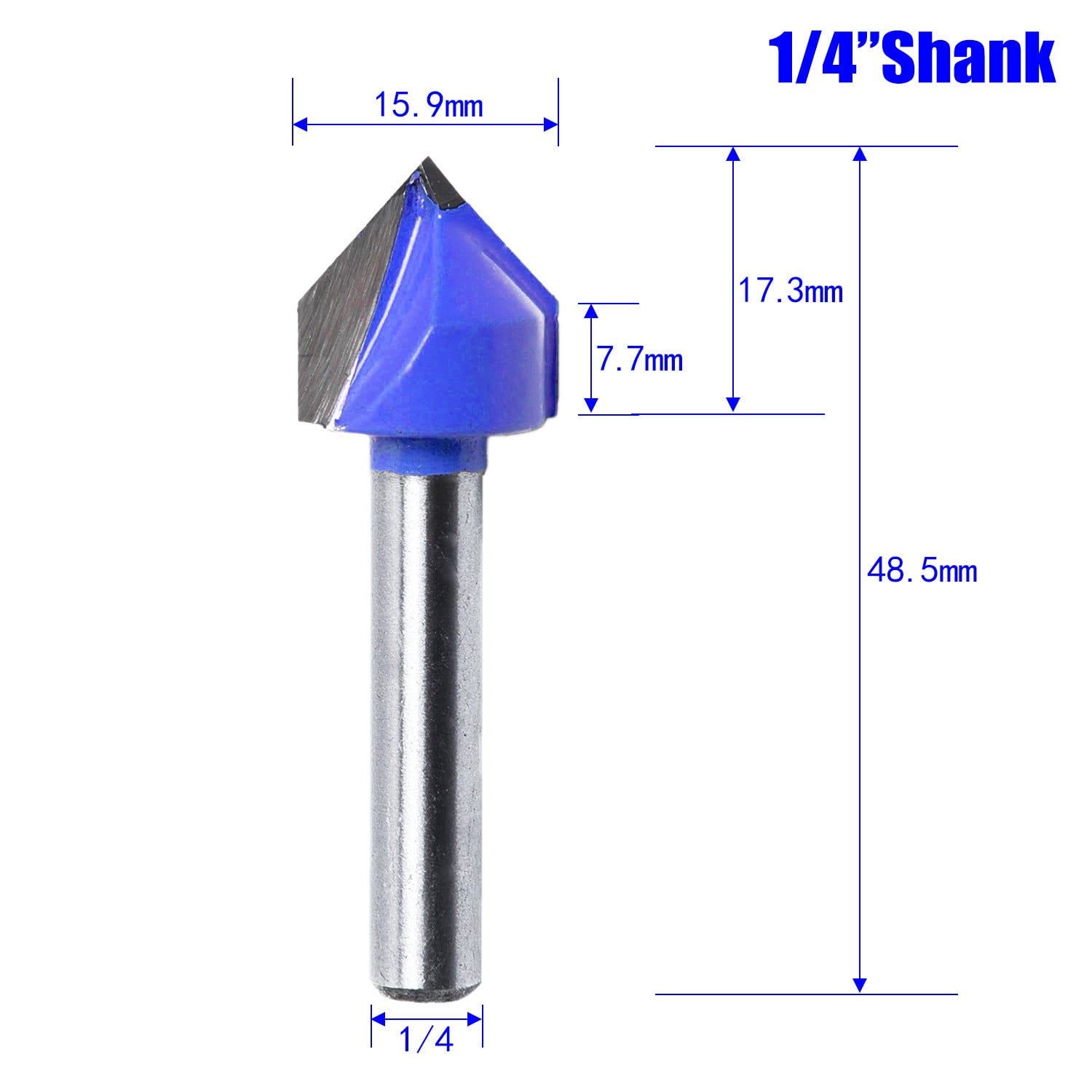 1Pcs 1/4" Shank 90 Degree V Groove Template Router Bit - 5/8"X 17.3mm ...
