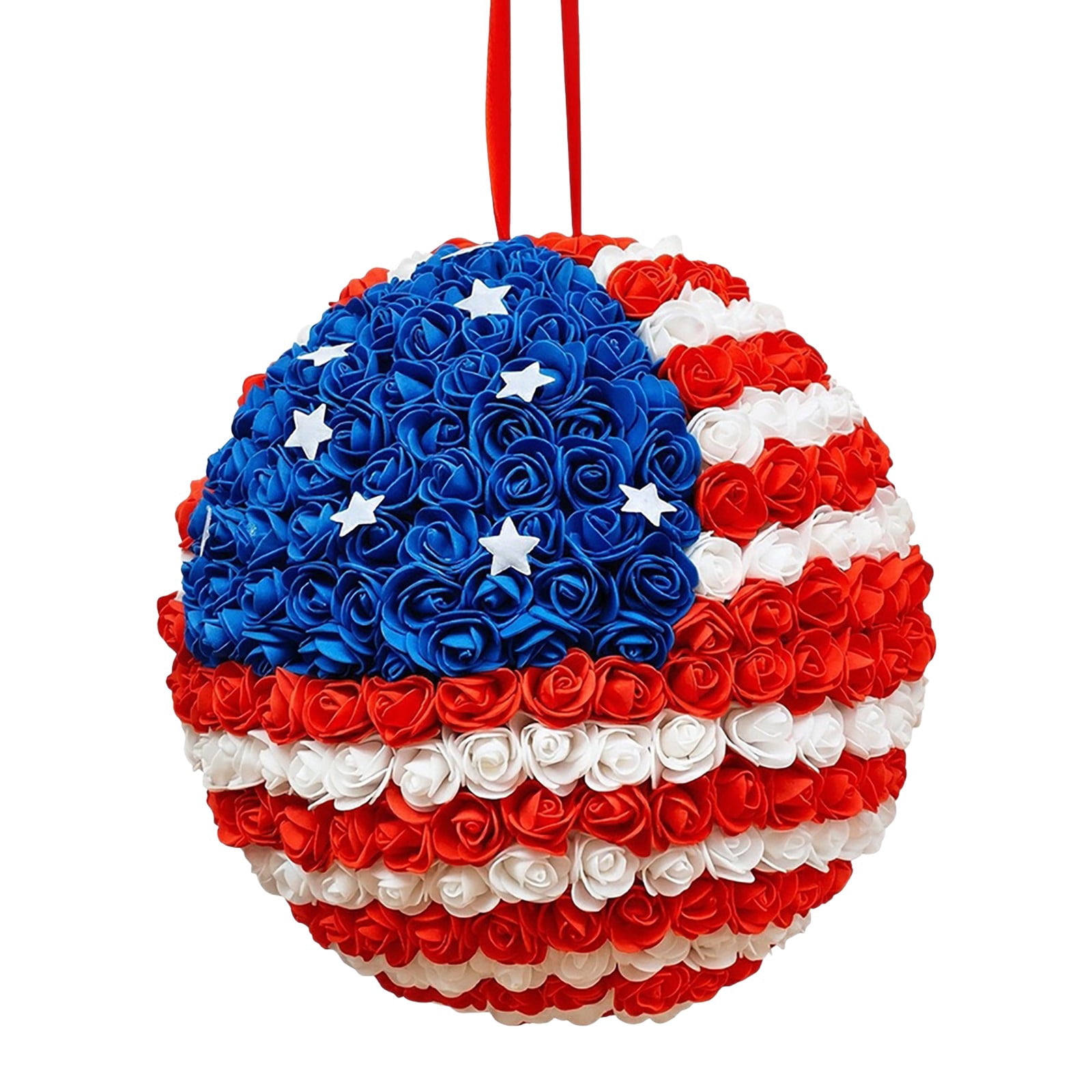 1Pcs 11In Unique Patriotic Rose Sphere Hanging Decoration for 4Th of ...