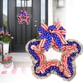 1Pcs 15.74" x 13.77" Red White Blue Patriotic Star Burlap Wreath with ...
