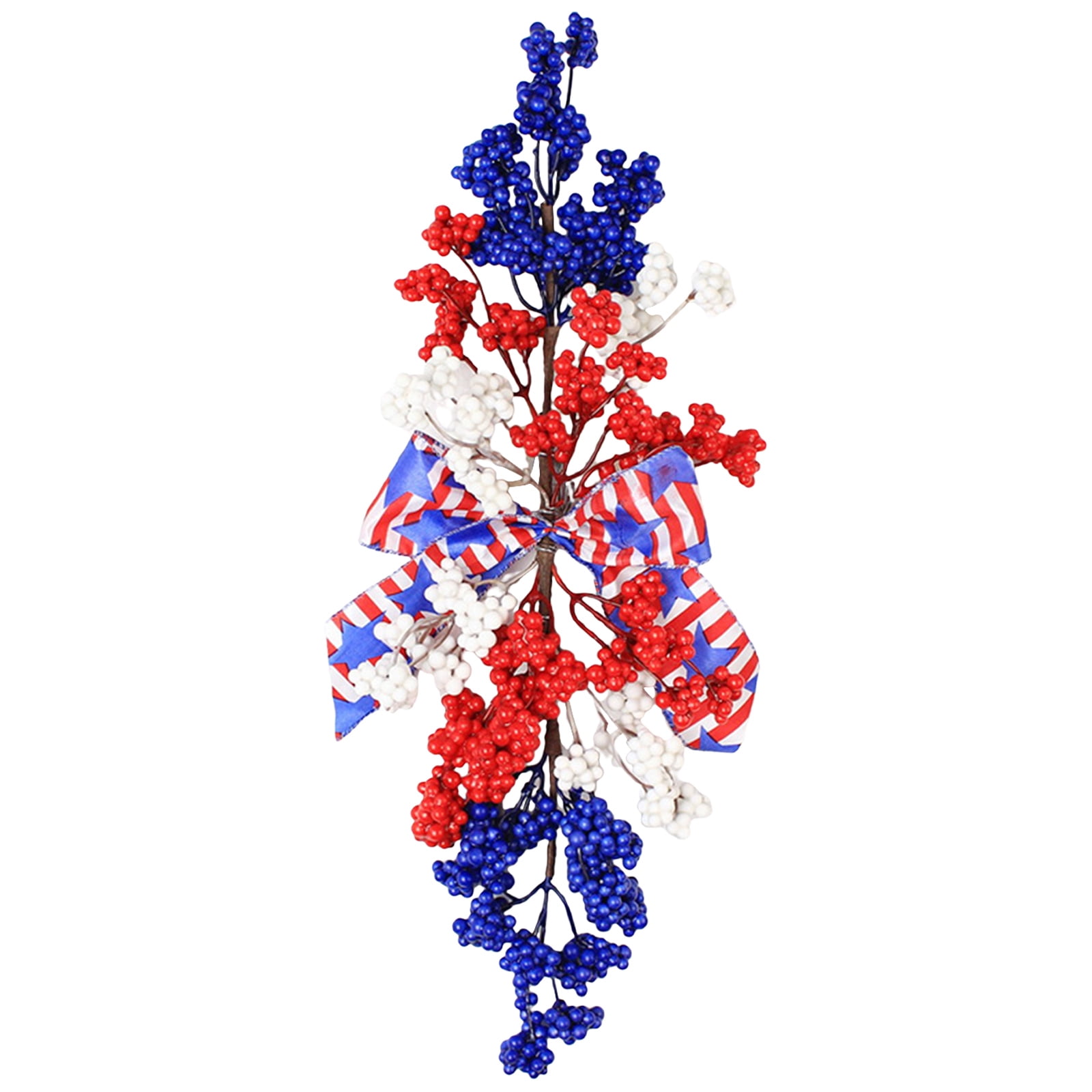 1Pcs 20In Festive Patriotic Teardrop Berry Wreath for Front Door Wall ...