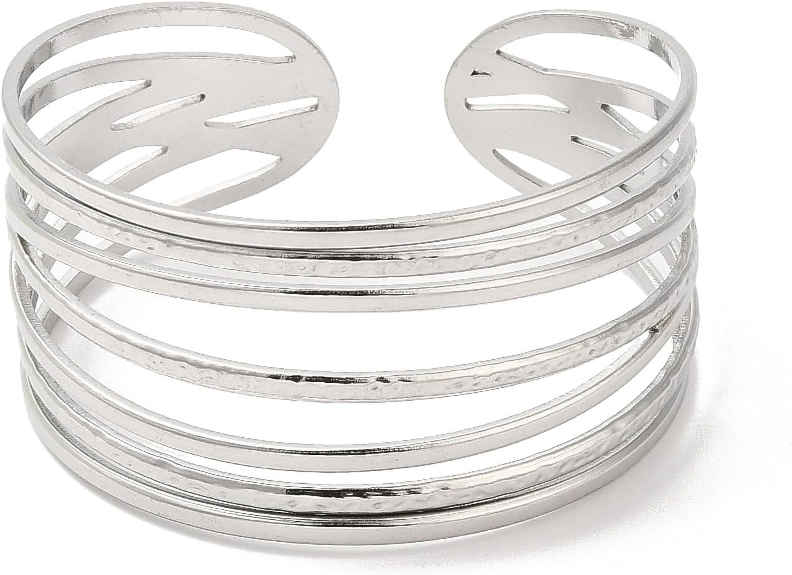 1Pcs 304 Stainless Steel Cuff Bangles for Women Multi Line Bracelets ...