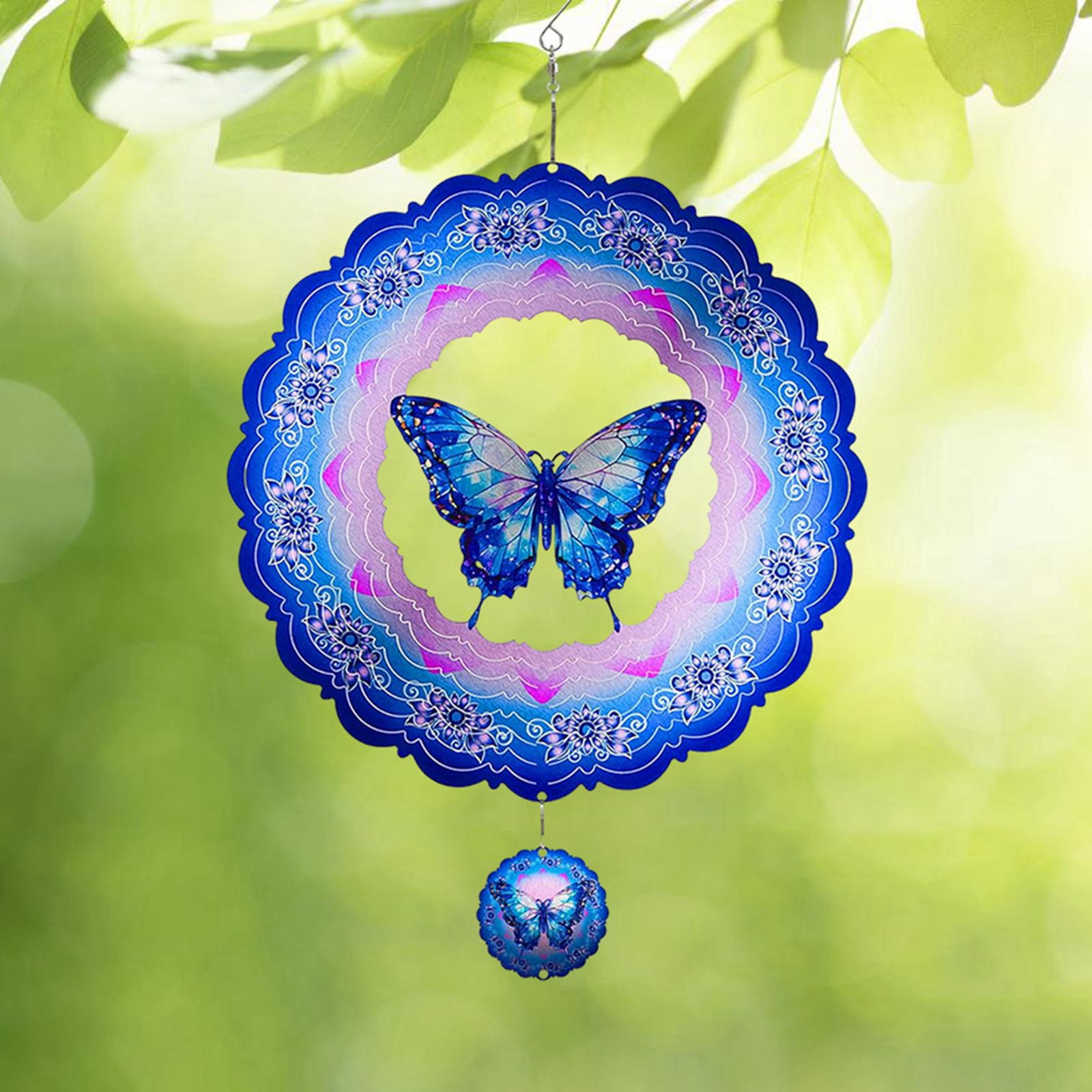 1Pcs 3D Classic Style Metal Blue Butterfly Wind Spinner: Yard and ...