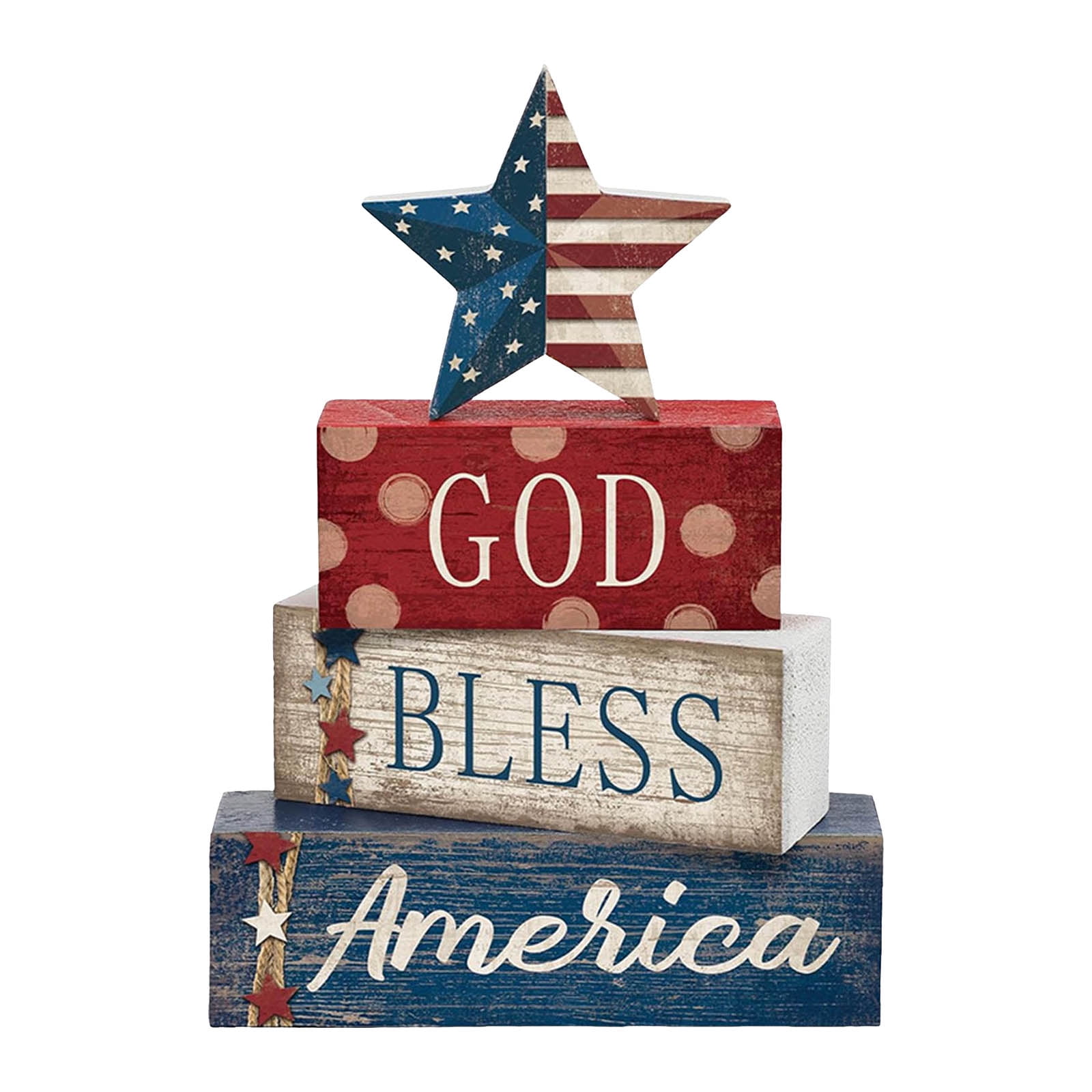 1Pcs 4th of July Decorations Patriotic Memorial Day Tabletop Decorations Red White Blue Table ...