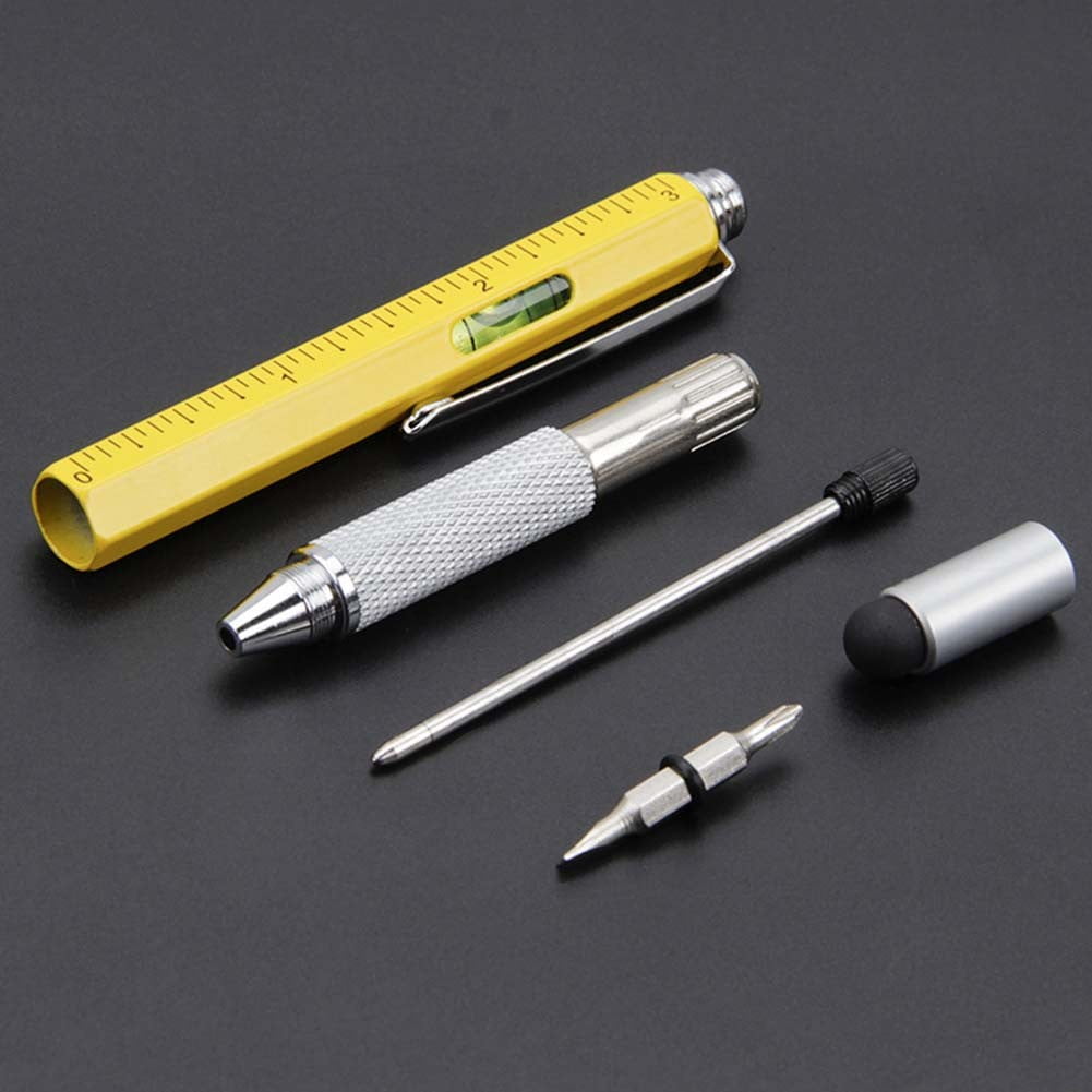 1Pcs 6 In 1 Multi-Function Tool Pen Cross Screwdriver Metal Ballpoint ...