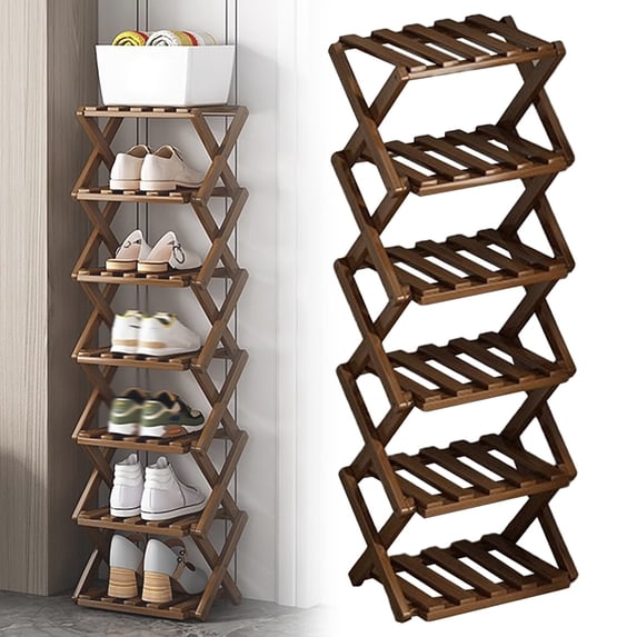 1Pcs 6-Tier No-Assembly Bamboo Rack, 2026 Upgraded Foldable 6 Tier ...