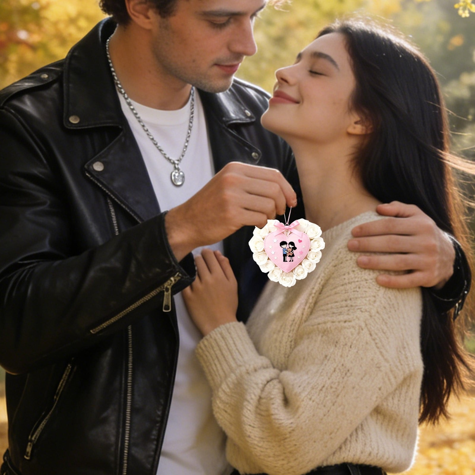 1Pcs 8CM Acrylic Heart Shaped Pendant Couple Cartoon Character ...