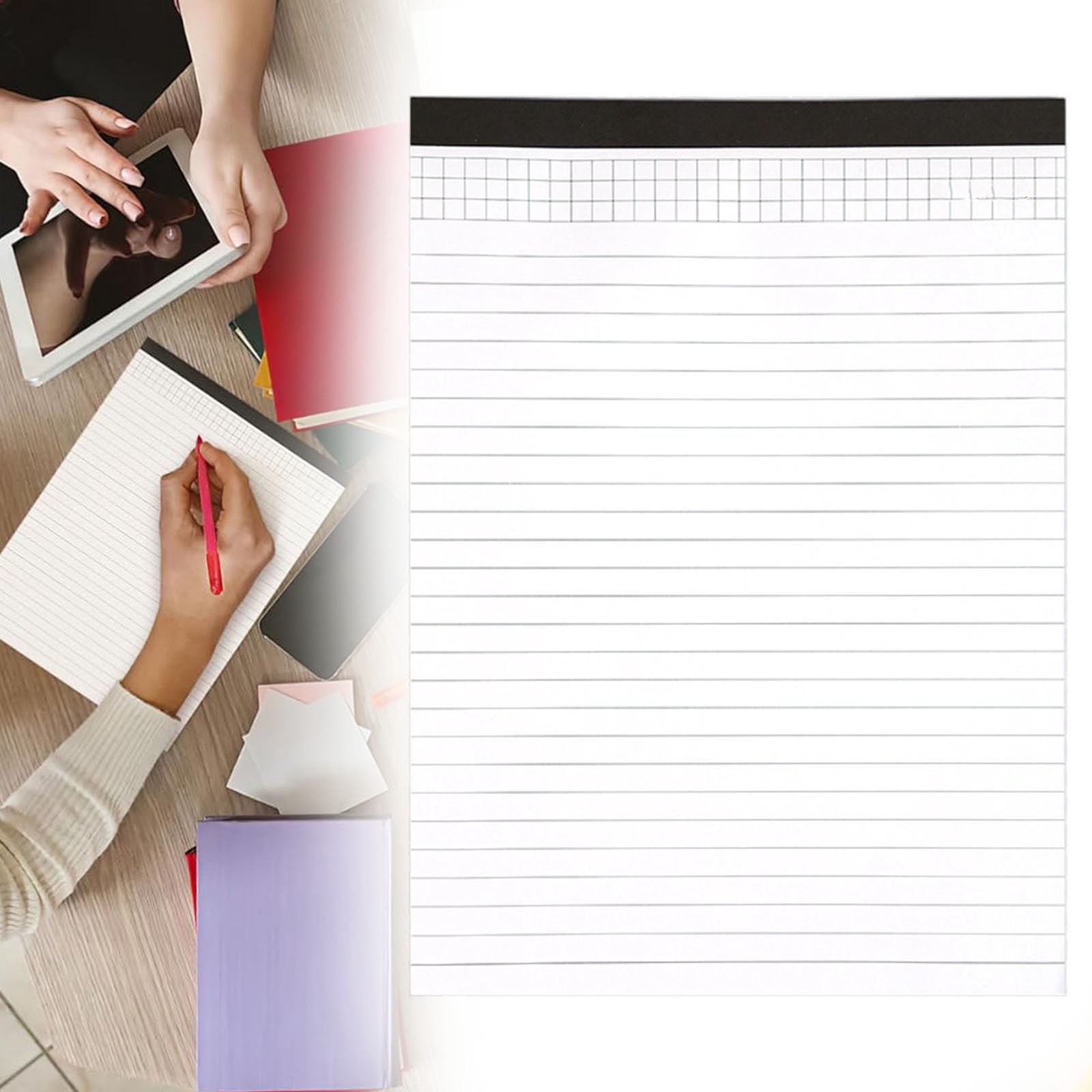 1Pcs A4 Lined Legal Pad, 8.18"×11.48" White Perforated Memo Pad, 25 ...