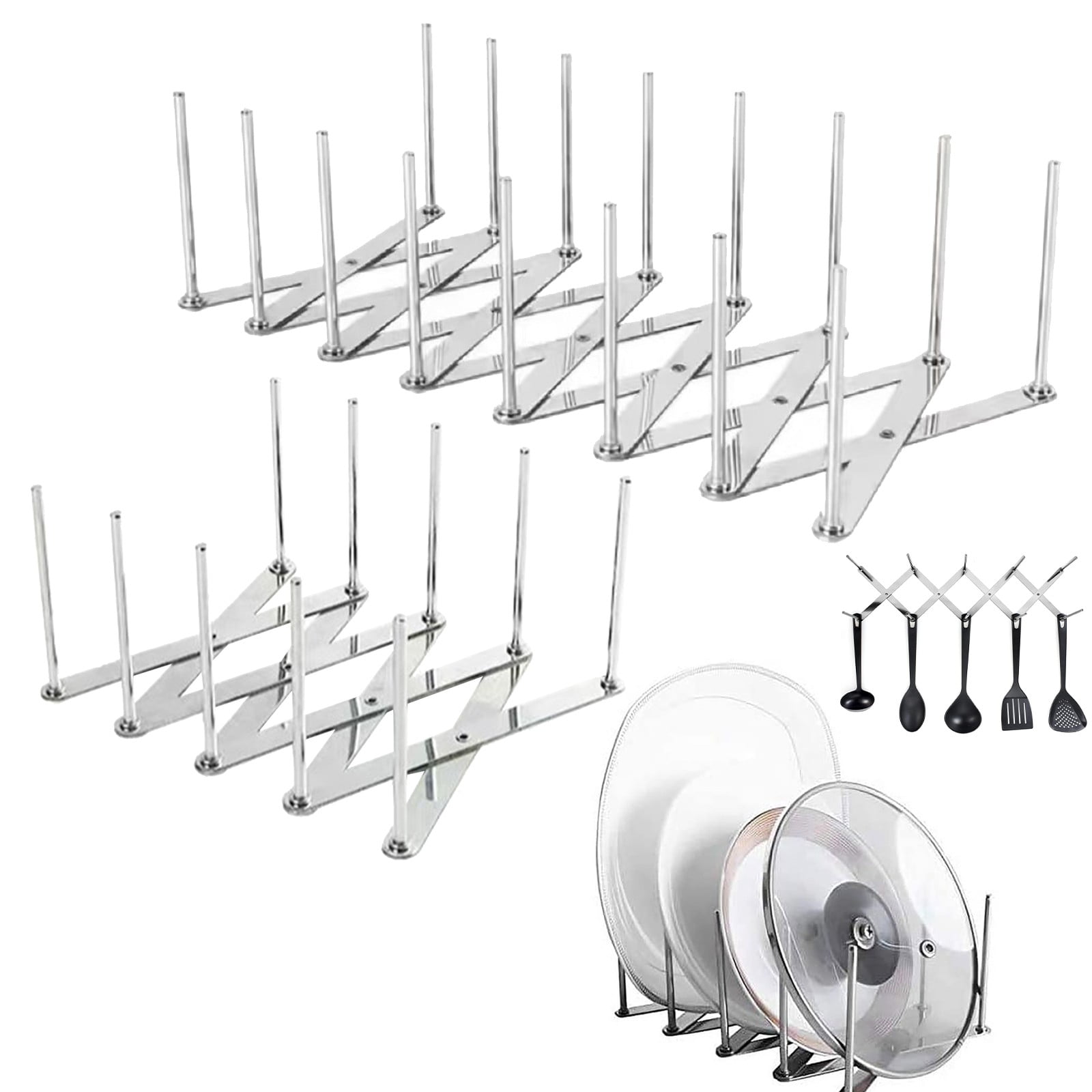 1Pcs Adjustable Pot Lid Organizers, Dish Rack to Store Houseware, Plate ...