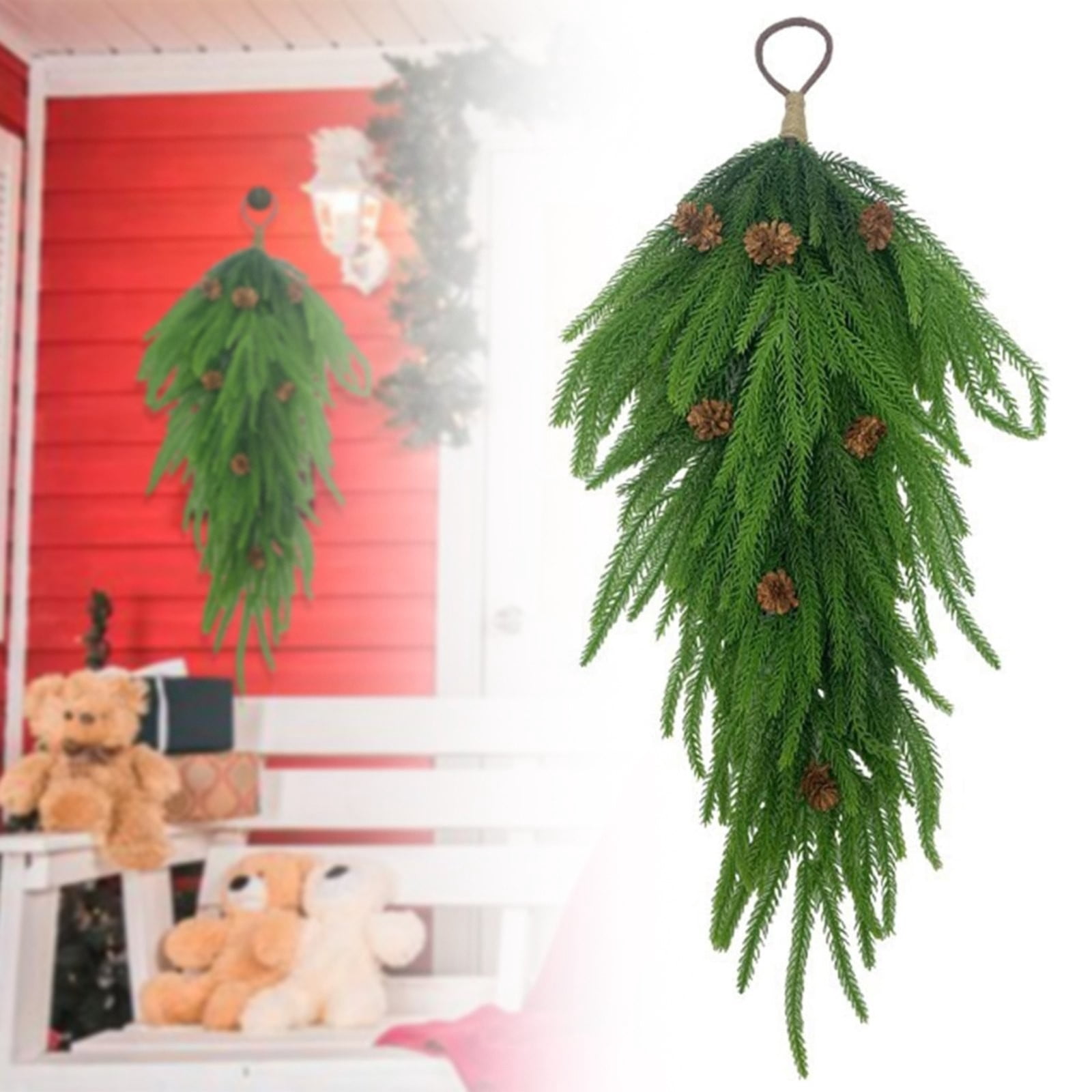 1Pcs Artificial Christmas Teardrop Pine Needle Hanging Swag Artificial ...