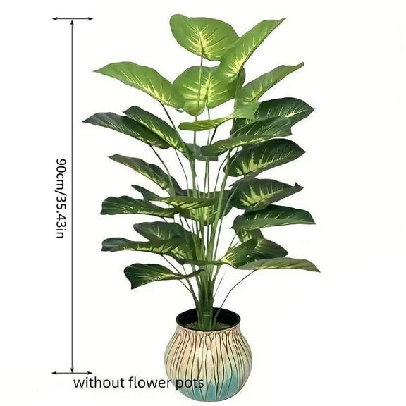 DR.Planzen 4ft Artificial Ficus Tree, Durable Trunk, Silk Lifelike Leaves, Faux Tree, Indoor ...