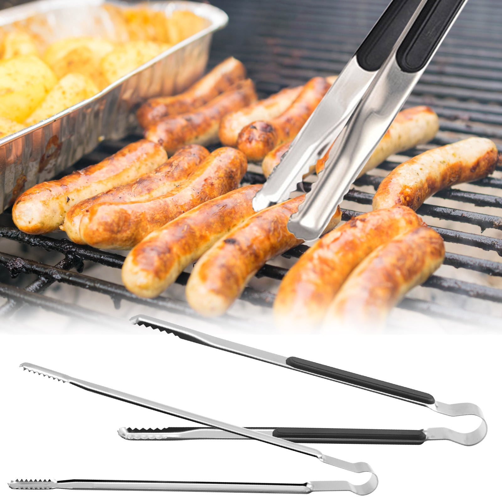 1Pcs BBQ Tongs under $5! Yannianjz BBQ Tongs, Grill Tongs, Stainless ...