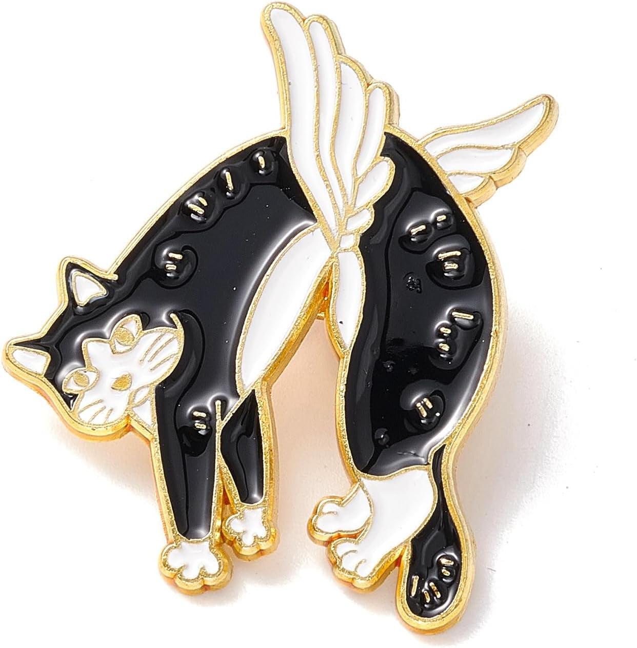 1Pcs Black Cat Enamel Brooch Pins Alloy Pin Brass Butterfly Clutches Lapel Pin Clothes ...