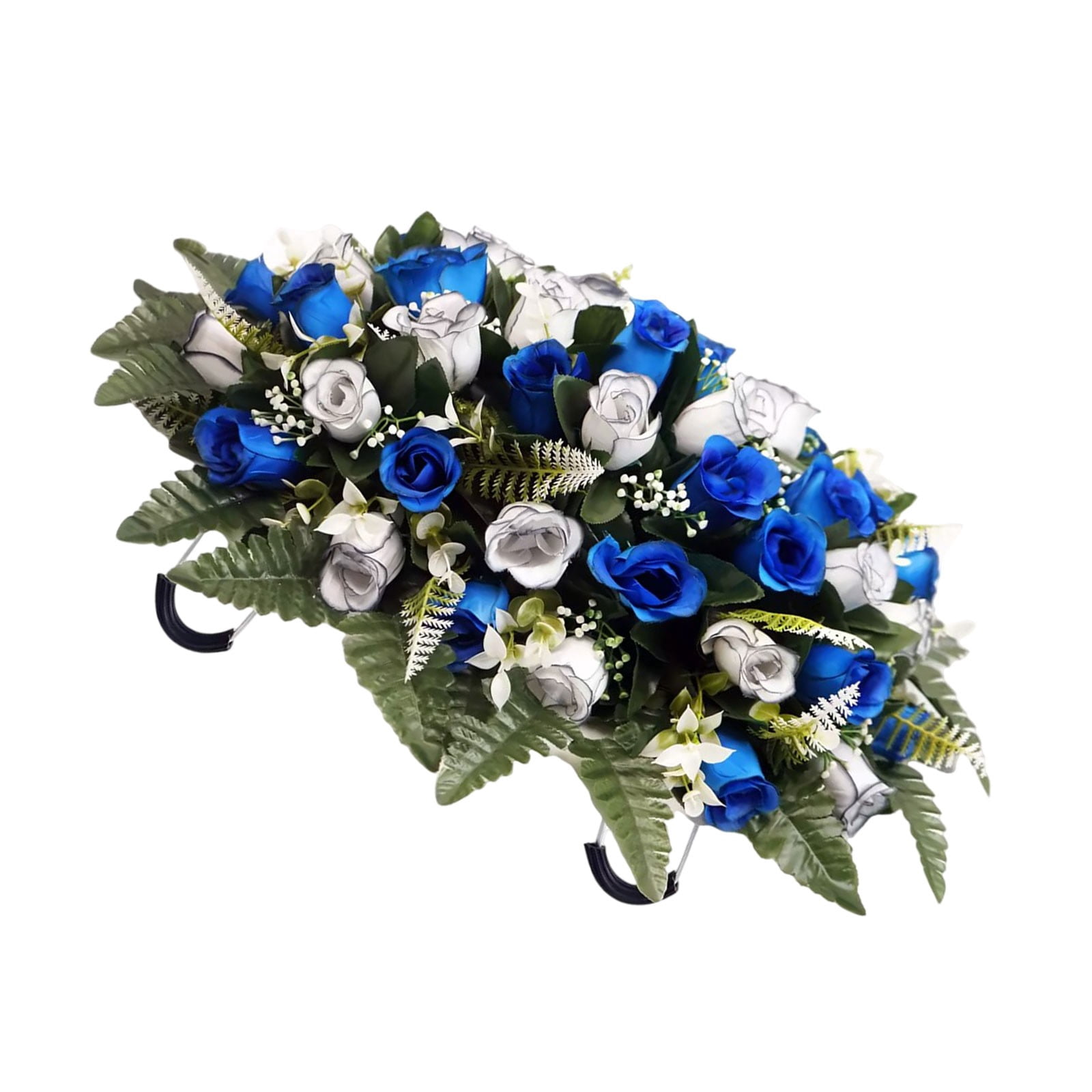 1Pcs Blue Artificial Cemetery Flower Spray with Stand for Memorial Day ...
