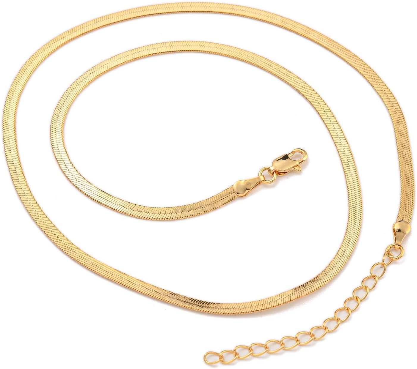 1Pcs Brass Flat Snake Chain Necklaces for Women Real 18K Gold Plated ...