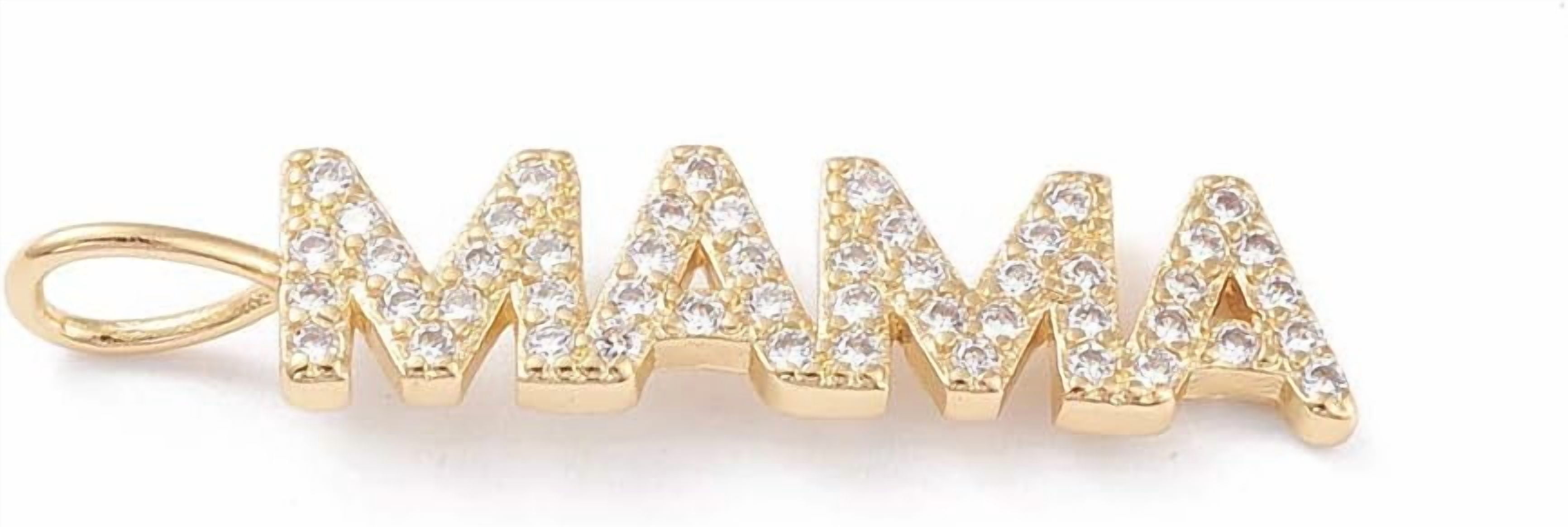 1Pcs Brass Micro Pave Clear Cubic Zirconia Pendants Word Mama for ...