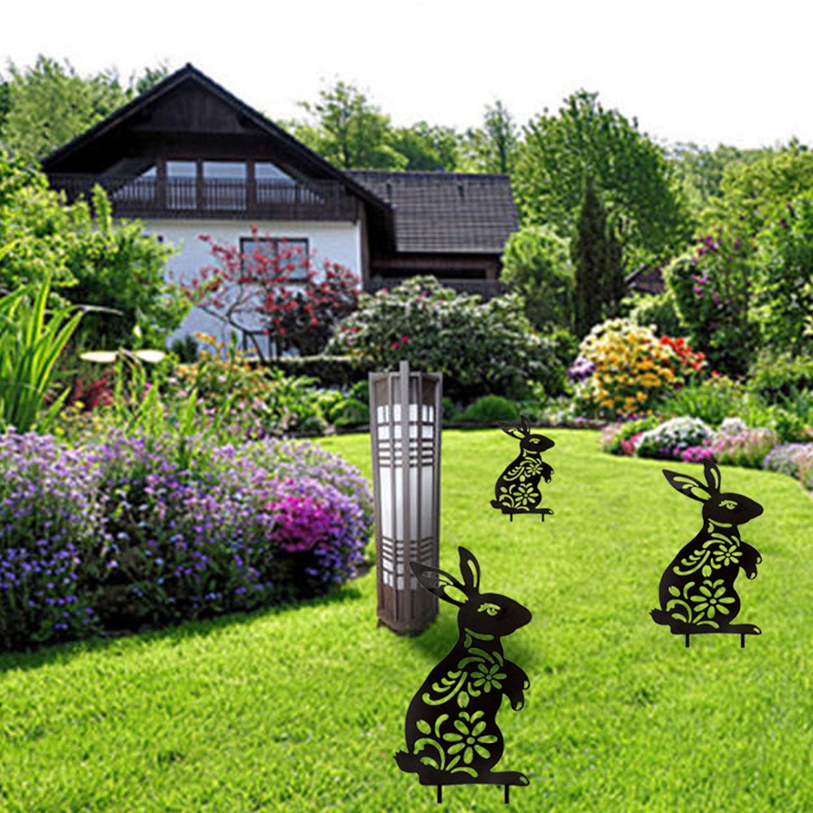 1Pcs Bunny Garden Stakes Metal Bunny Stakes Metal Garden Rabbit ...