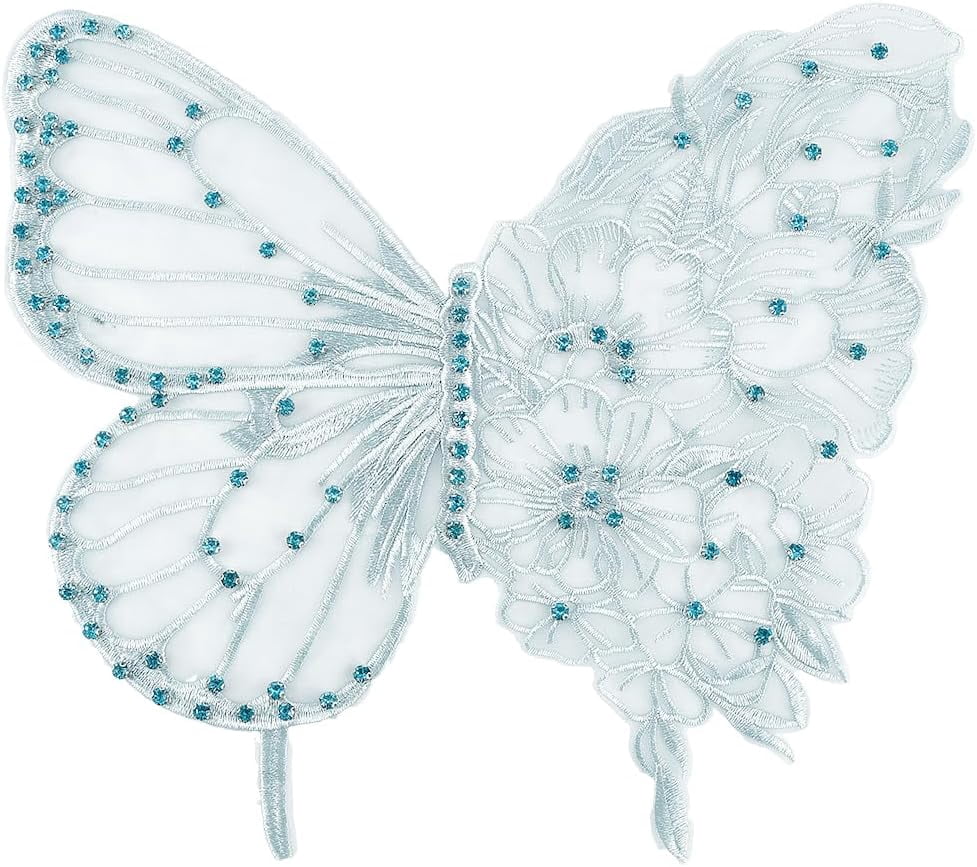 1Pcs Butterfly Lace Applique Large Embroidery Iron on Patches Green ...
