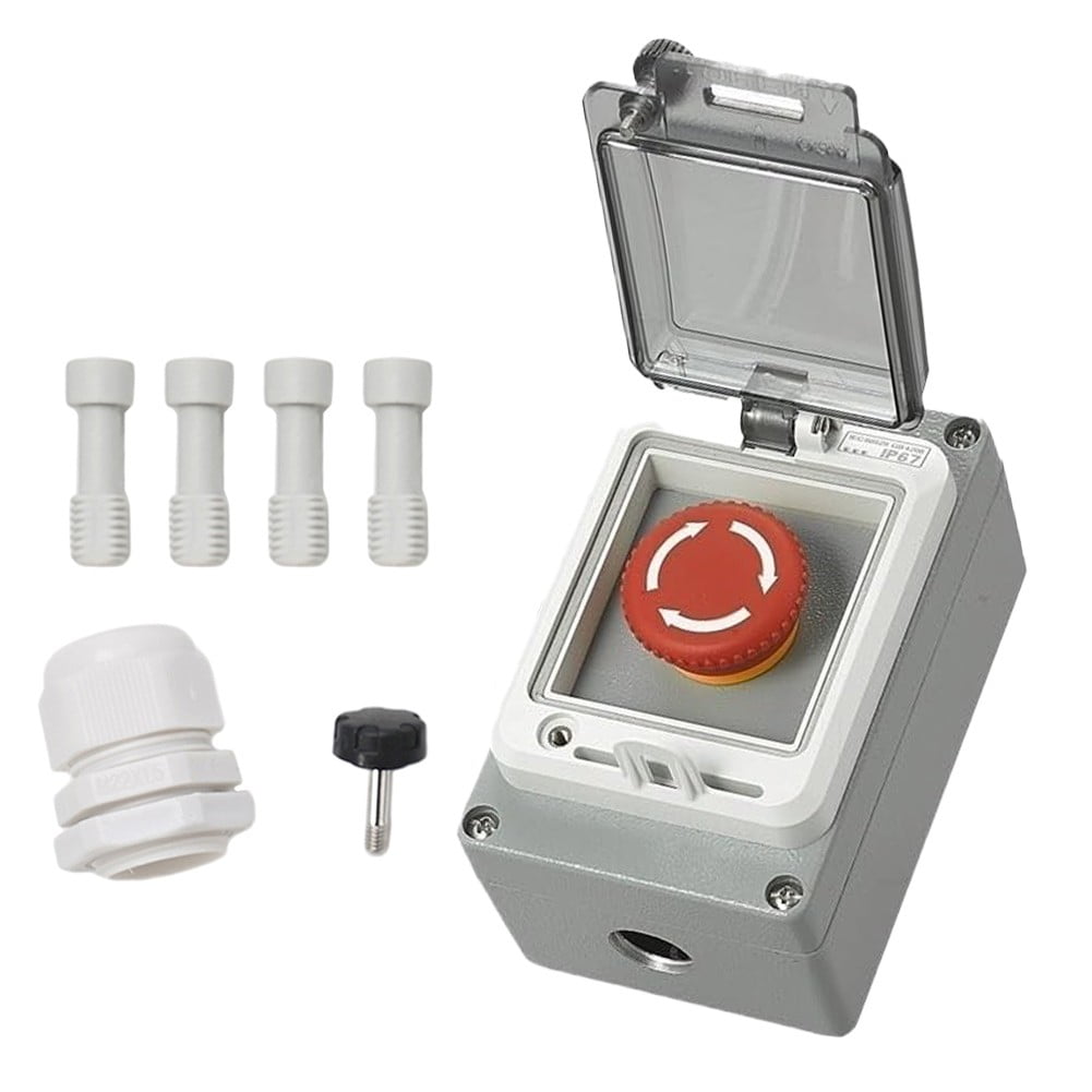 1PCS Cast Aluminum E-Stop Button with Box, Shut Off Switch Switches Box ...