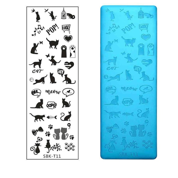 1Pcs Cat Pattern Nail Art Stamping Plates Cat Pattern Nail Image ...
