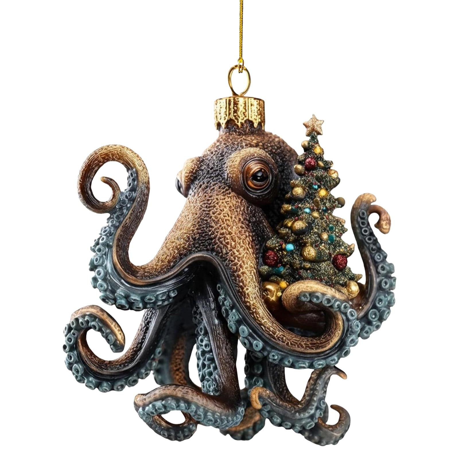1Pcs Christmas Octopus Ornament – Hand-Painted Coastal Holiday ...