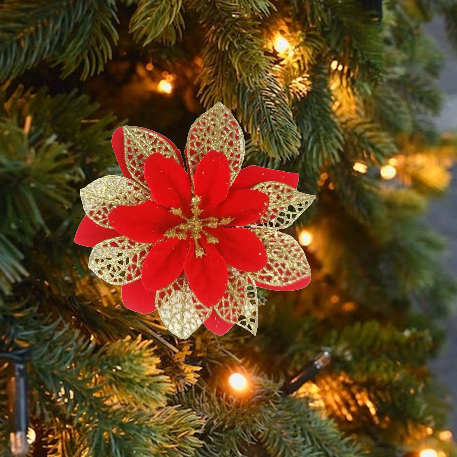1Pcs Christmas Tree Decoration Simulation Flowers Cloth Material ...
