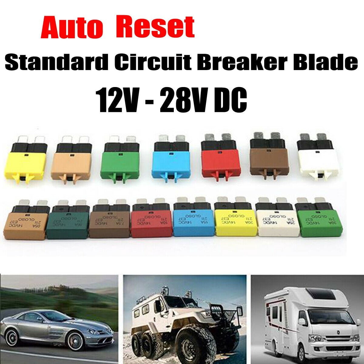 1Pcs Circuit Breaker Blade Fuse 12V 24V Resettable 5-30A Marine ...