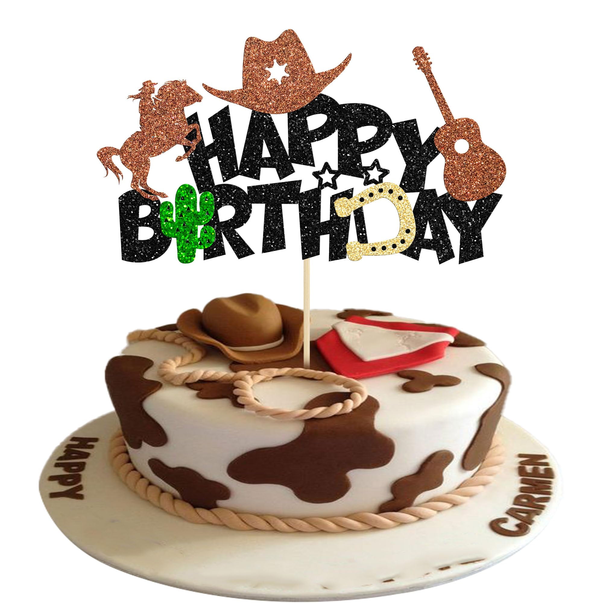 1Pcs Cowboy Happy Birthday Cake Topper Wild KMC2West Horse Western ...
