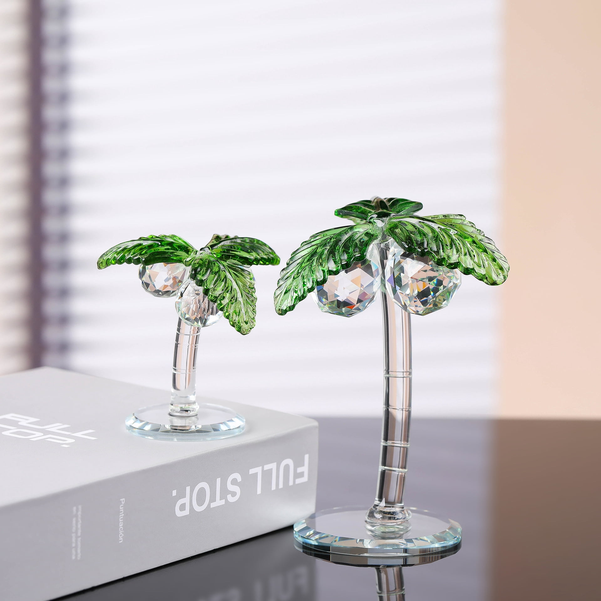 1Pcs Crystal Coconut Tree Figurine Collectible Art Glass Animal ...