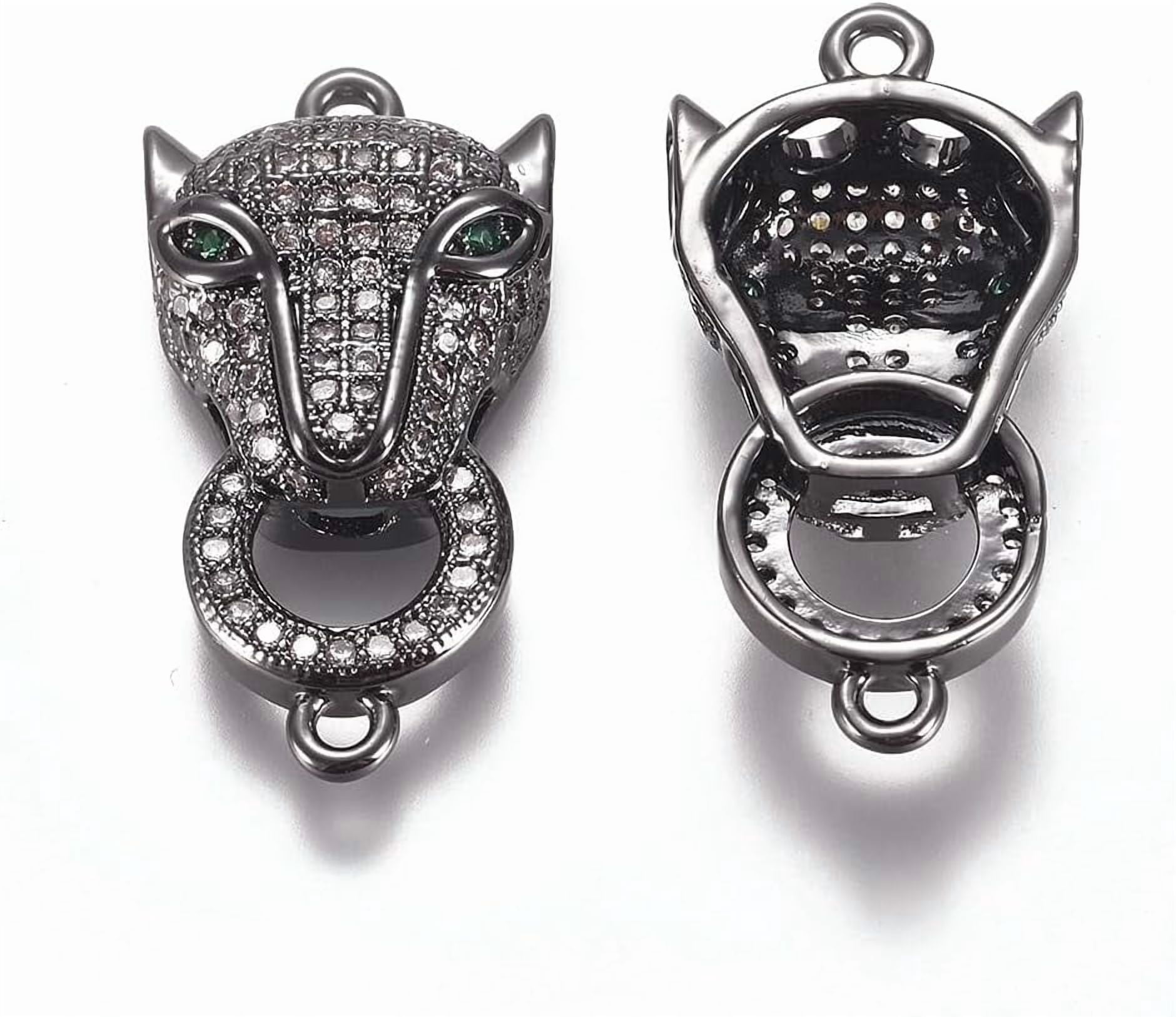 1Pcs Cubic Zirconia Leopard Head Links Connectors Clear Connector ...