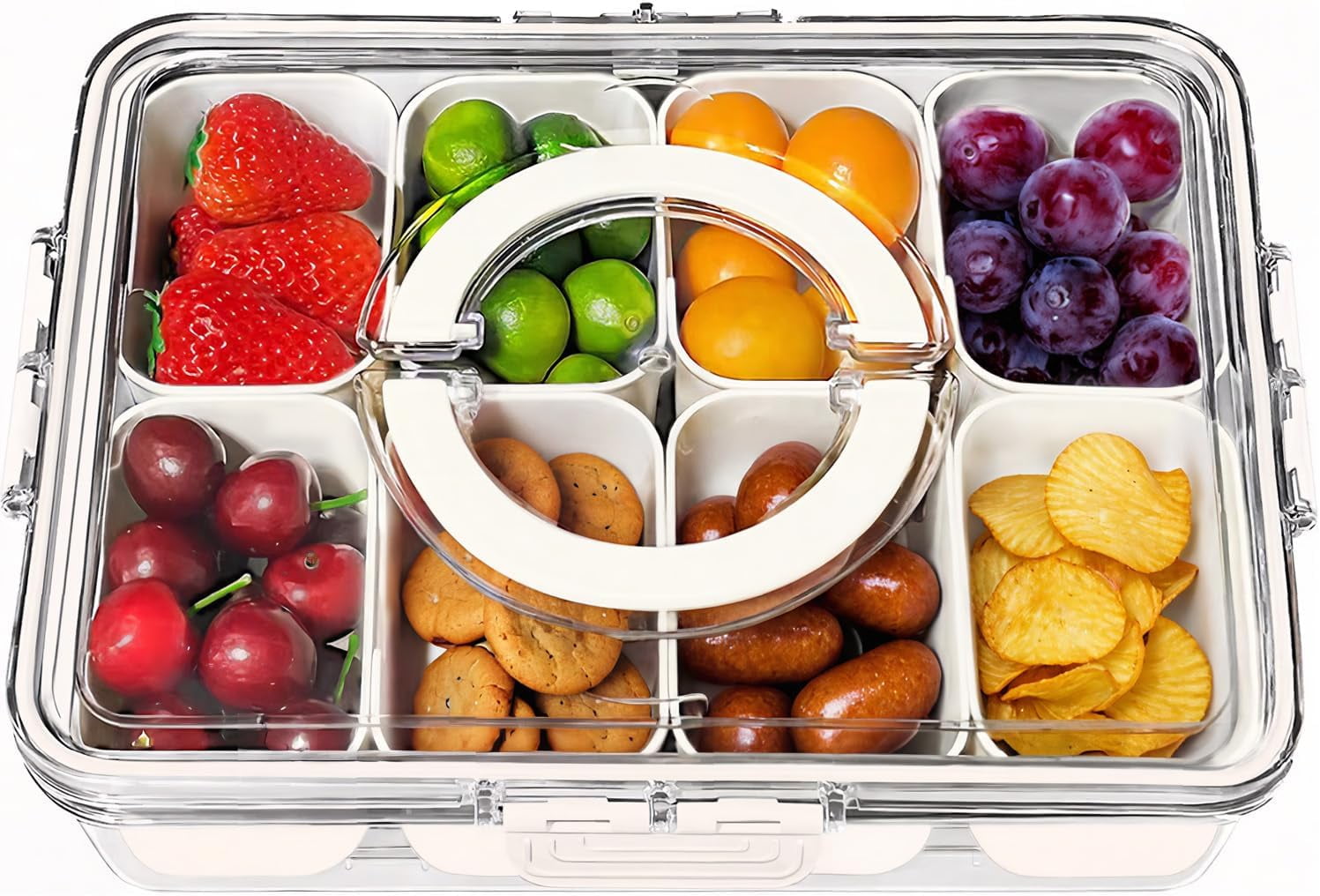 1Pcs Divided Serving Tray with Lid and Handle - Portable Snackle Box ...
