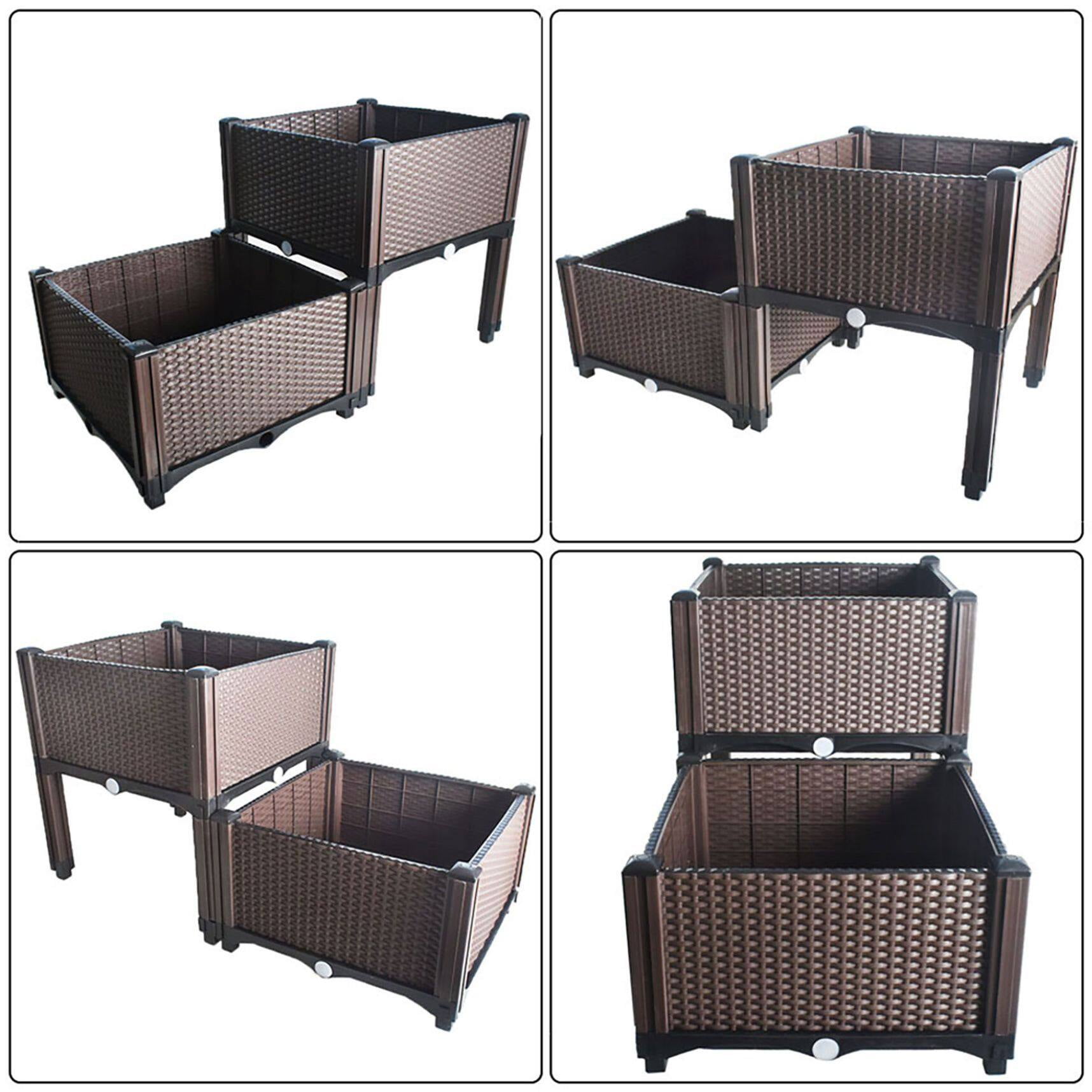 1Pcs Elevated Plastic Raised Planter Kit, DIY Plastic Bed Rectangular ...