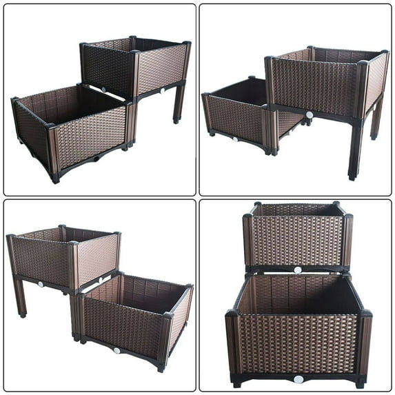 1Pcs Elevated Plastic Raised Planter Kit, DIY Plastic Bed Rectangular ...
