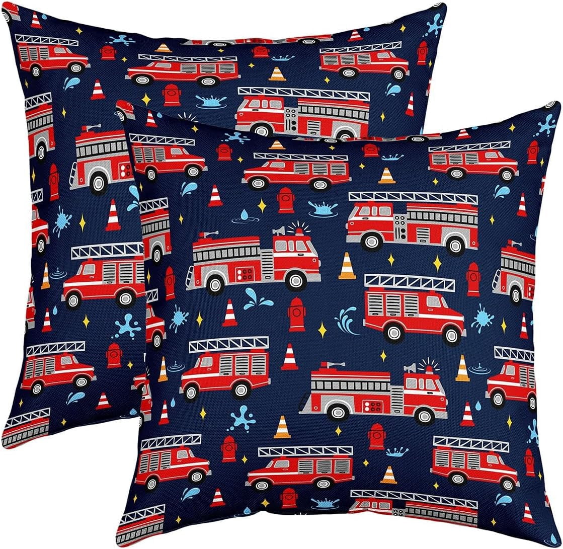 1Pcs Firefighting Truck Throw Pillow Covers 16x16 Inch, Fire Truck ...