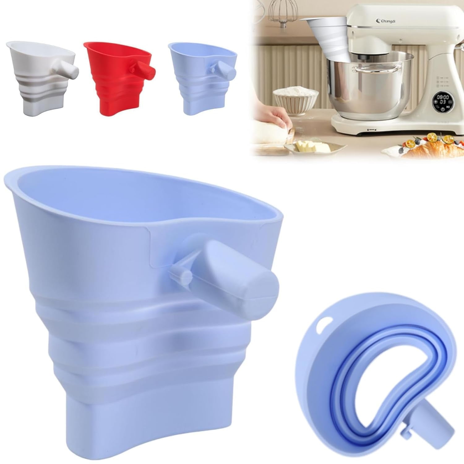 1Pcs Flour Funnel, Silicone Food-Grade | for KitchenAid Stand Mixer ...