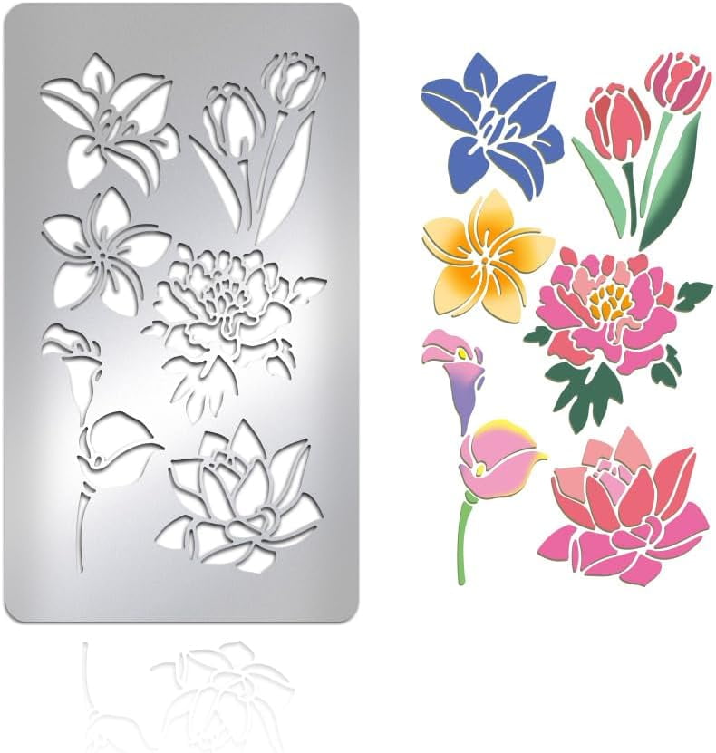 1Pcs Flower Metal Stencil Stainless Steel Painting Stencils Tulip Matte ...
