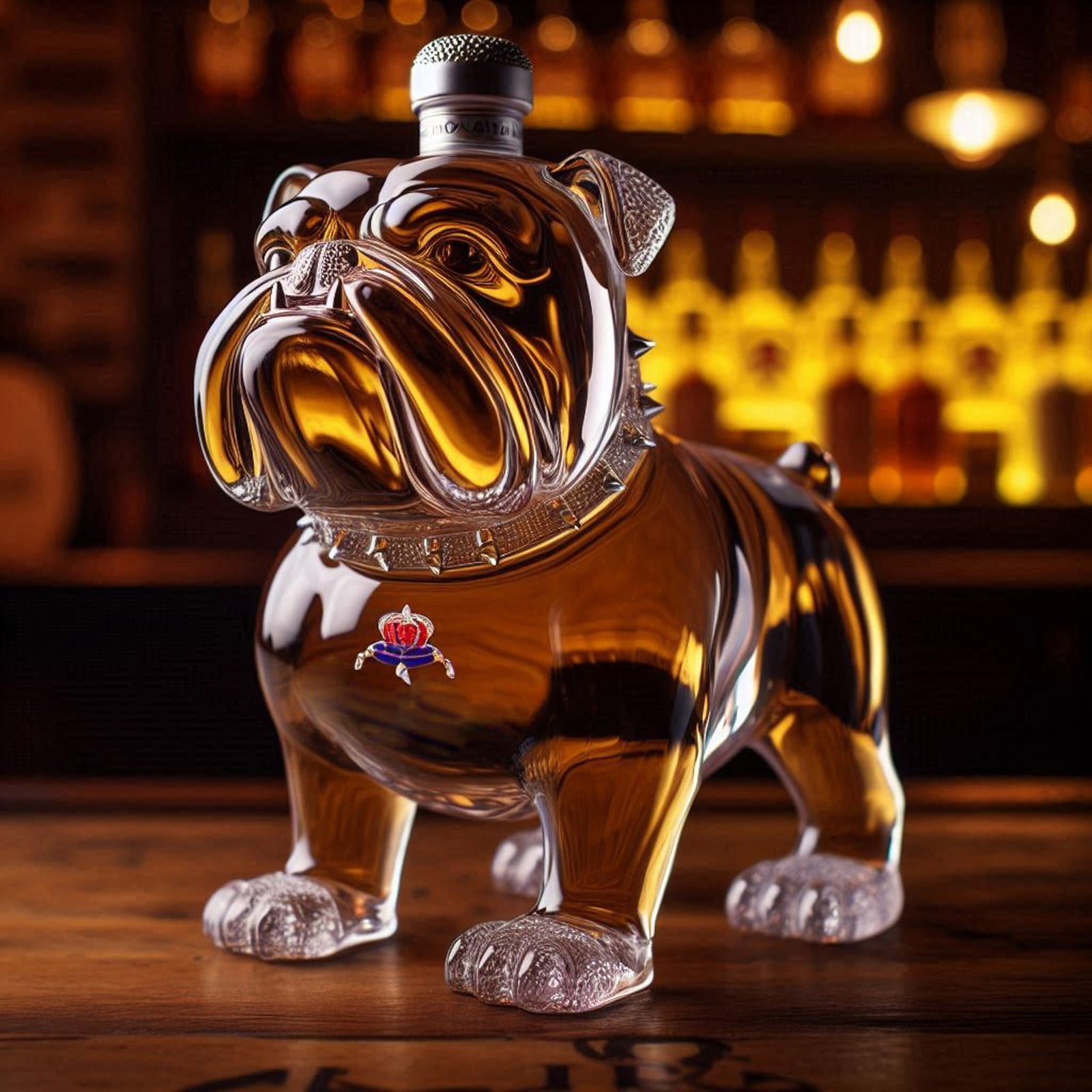 1Pcs,French Bulldog Whiskey Decanter,Glass Liquor Bottle with Engraved ...