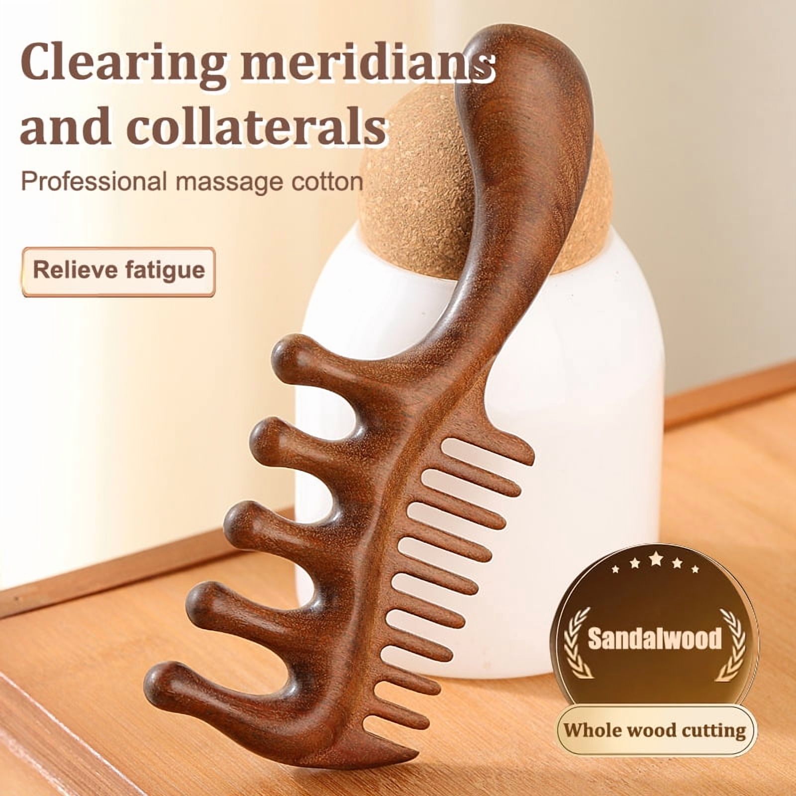 1Pcs Golden Silk Sandalwood Narrow Dual-purpose Comb Care Scalp Comb ...