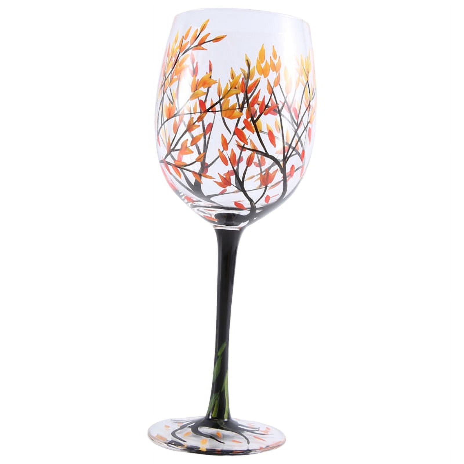 1Pcs HOT-Autumn Tree Wine Glass - Fall Colors - Leaves of Red, Yellow ...