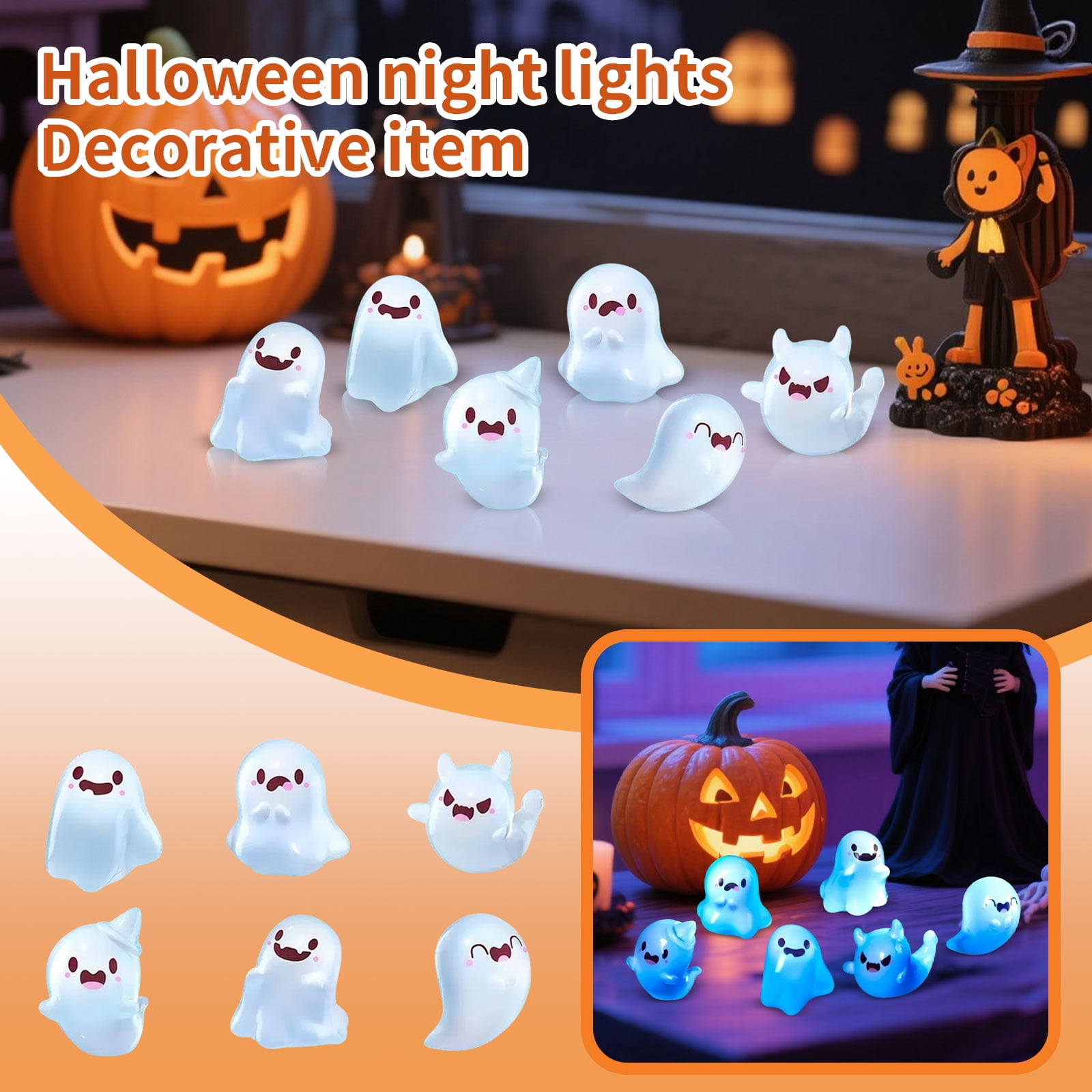 1Pcs Halloween 3D Luminous Ghost Blind Box Decor PVC Material Glow-In ...