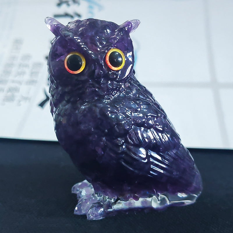 1Pcs Handcrafted Crystal Owl Statue,Owl Animal Figurines Attract Wealth ...