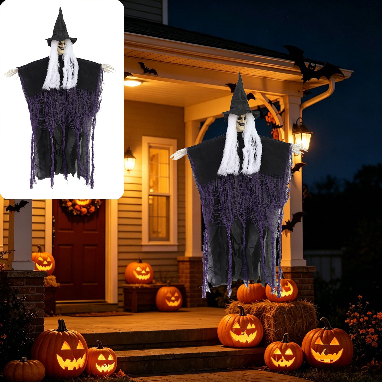 1Pcs Hanging Ghosts Witch Decor 31.5x21.7in Multicolor Fabric Scary ...